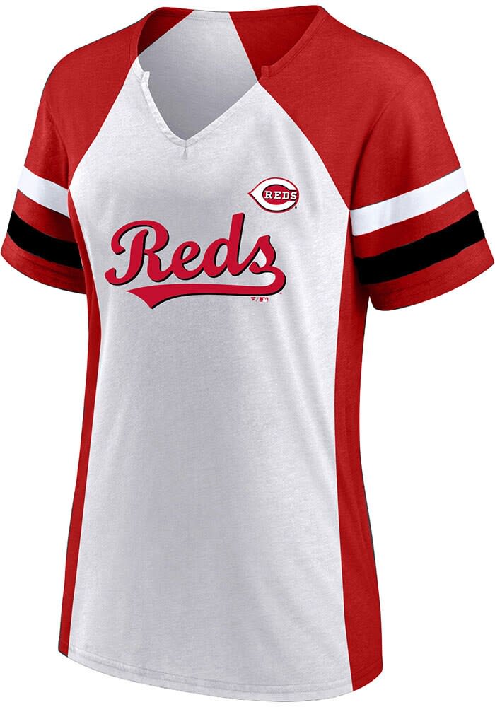 Cincinnati Reds Reds White Womens Contrast Short Sleeve Tee