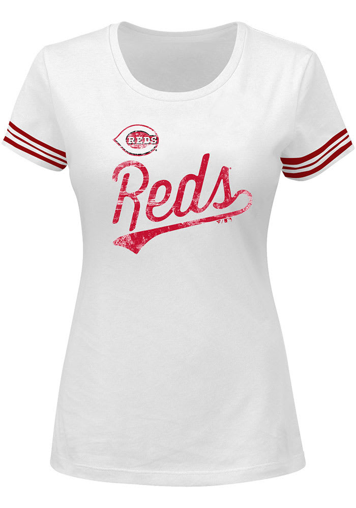 Cincinnati Reds Womens White Contrast T-Shirt - 2651858