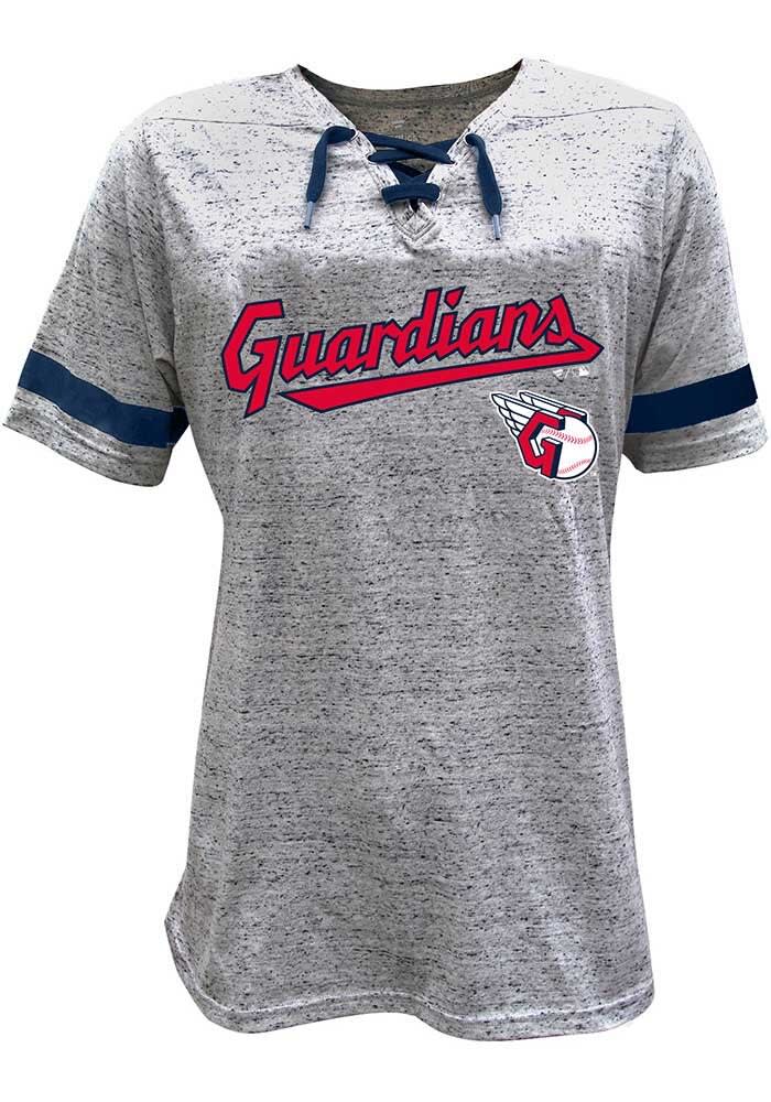 Cleveland Guardians Womens GREY Lace Up T-Shirt - 2651930