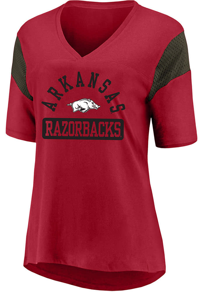 Arkansas Razorbacks Womens CRIMSON Contrast Sleeve T-Shirt - 2651945
