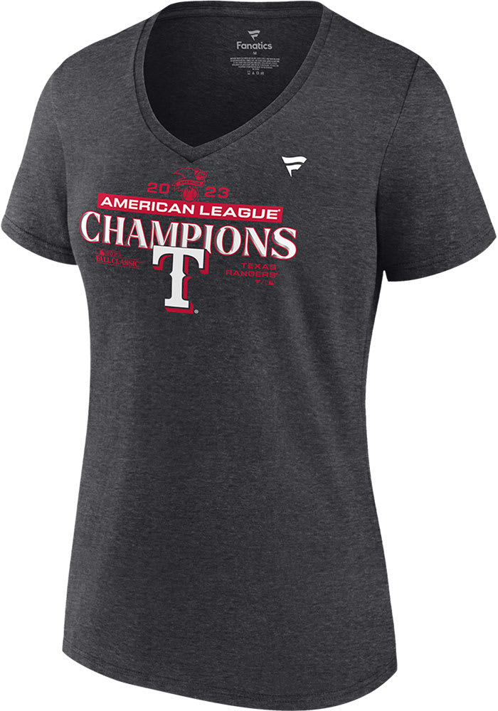 Texas Rangers Womens CHARCOAL 2023 LCS Champions Locker Room Edition T ...