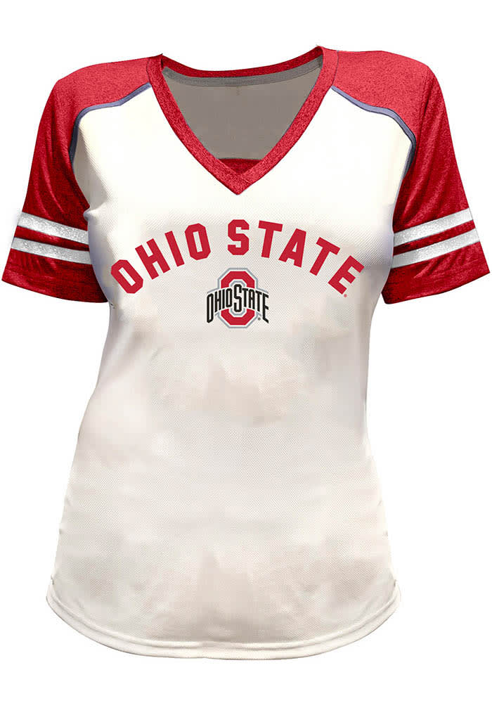 White Ohio State Buckeyes Glitter and Rhinestones Short Sleeve T-Shirt ...