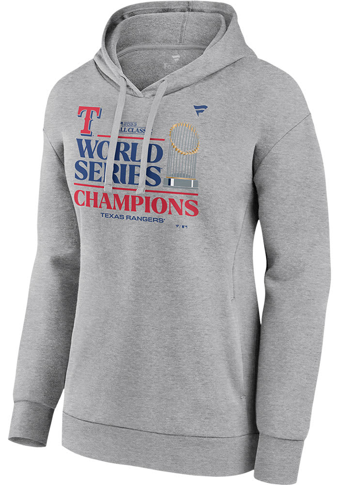 Texas Rangers Womens HEATHERGREY 2023 WS Champions Locker Room Hoodie ...
