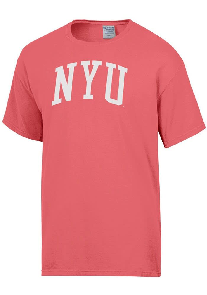 ComfortWash NYU Violets CORAL Garment Dyed Design Short Sleeve T Shirt