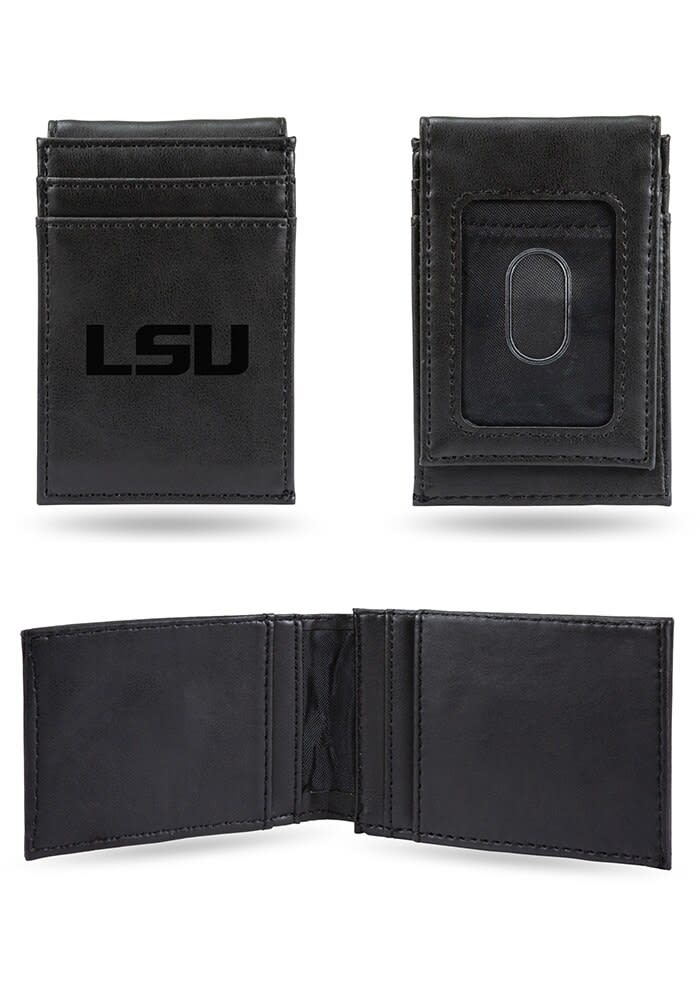 LSU Tigers BLACK Laser Engraved Mens Bifold Wallet - 266854806