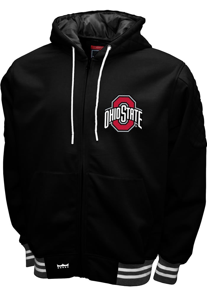 Mens BLACK Ohio State Buckeyes Grind Hooded Fleece Medium Weight Jacket ...