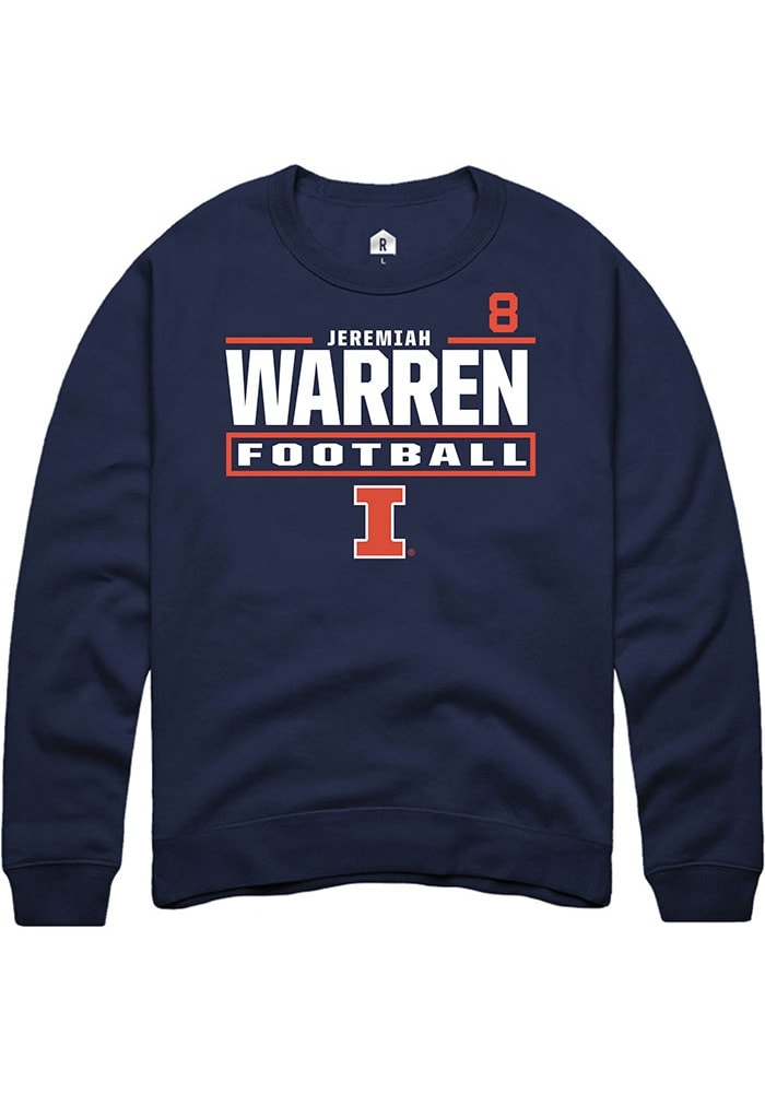 Jeremiah Warren Mens NAVY Illinois Fighting Illini Football NIL Stacked ...