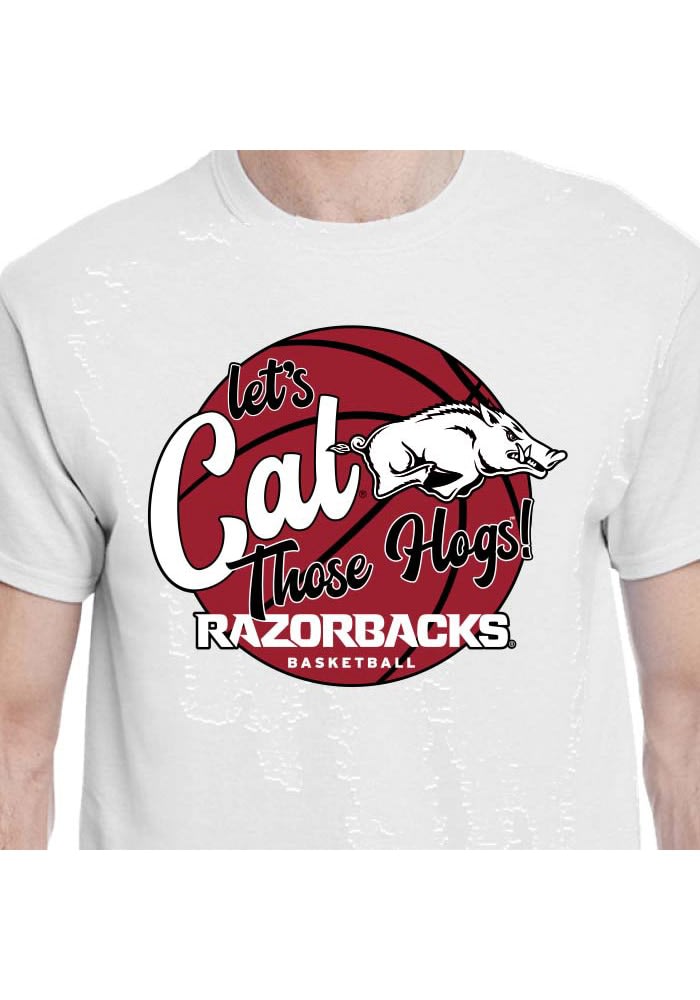 Arkansas Razorbacks WHITE Lets Cal Those Hogs Basketball Short Sleeve T ...