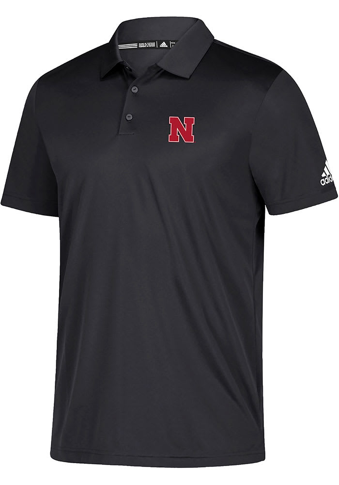 Adidas Nebraska Cornhuskers Mens Grind BLACK Short Sleeve Polo - 27230217