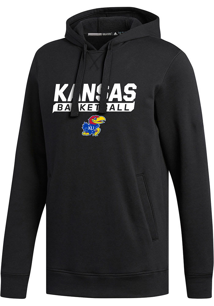 Adidas Kansas Jayhawks Mens BLACK Basketball Fleece Hoodie - 27230291