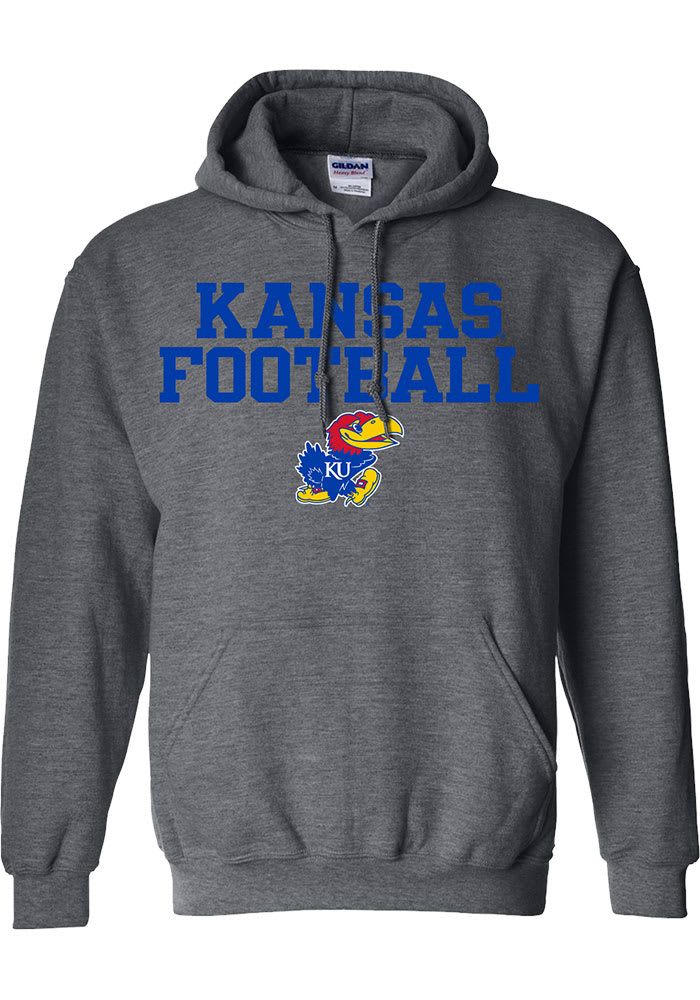Rally Kansas Jayhawks Mens CHARCOAL Football Stacked Hoodie - 27240072