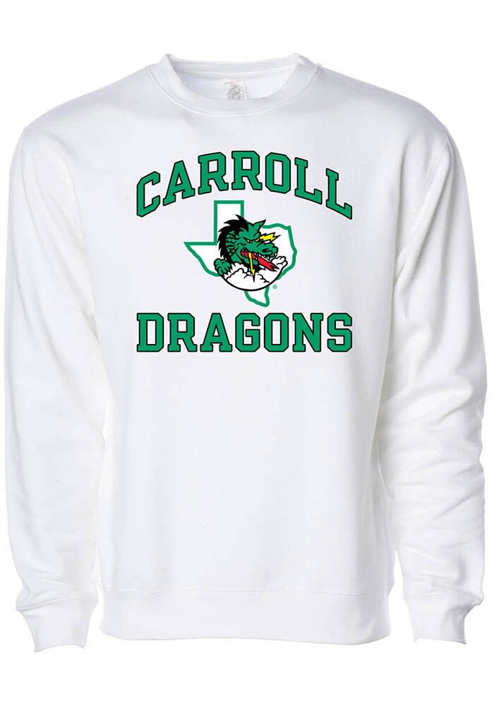 Rally Carroll High School Dragons Mens WHITE Number One Crew Sweatshirt ...