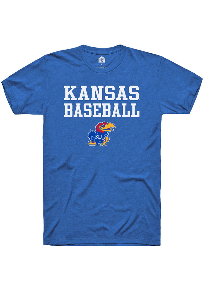 Rally Kansas Jayhawks ROYAL Baseball Stacked Short Sleeve T Shirt ...