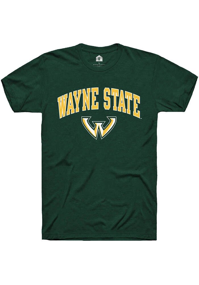 Rally Wayne State Warriors GREEN Arched Mascot Short Sleeve T Shirt ...