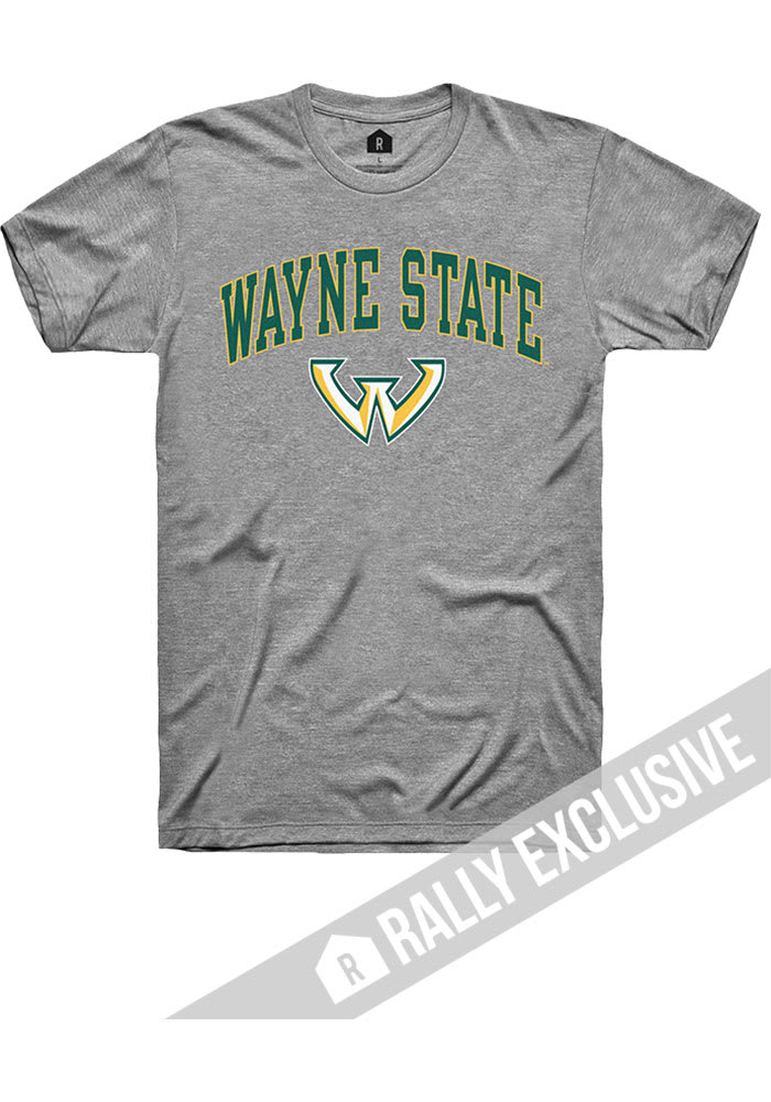 Rally Wayne State Warriors GREY Arched Mascot Short Sleeve T Shirt ...