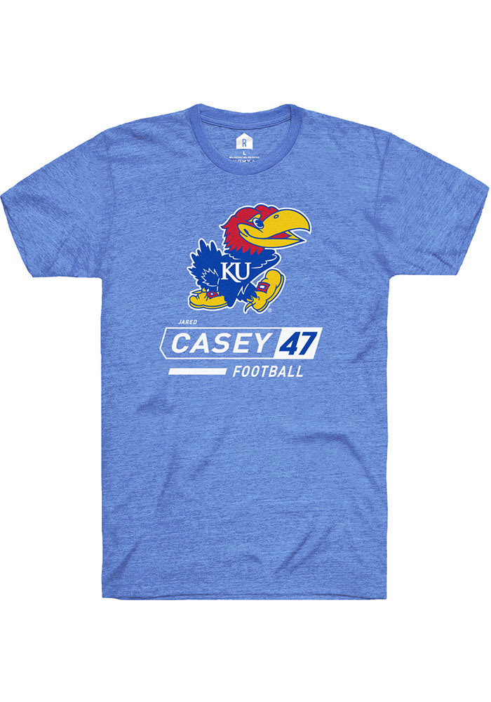 Jared Casey Kansas Jayhawks ROYAL Front Football Name and Number Short ...