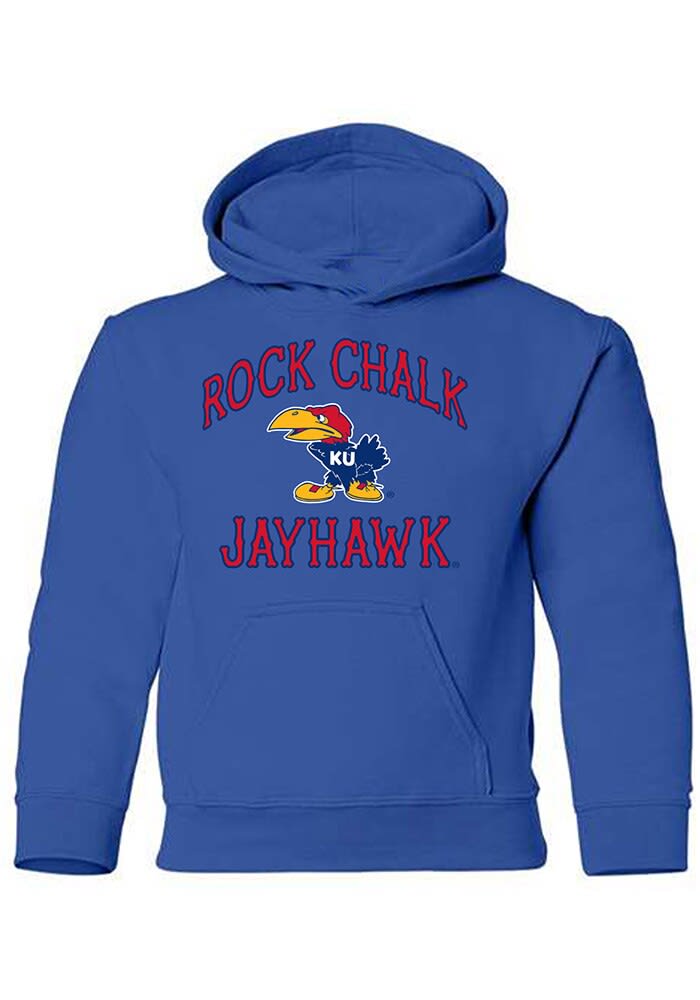 Kansas Jayhawks Rally Youth ROYAL Rock Chalk 41 Long Sleeve Hoodie ...