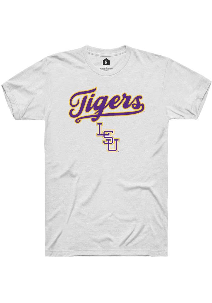 Rally LSU Tigers WHITE Baseball Short Sleeve T Shirt - 27241245