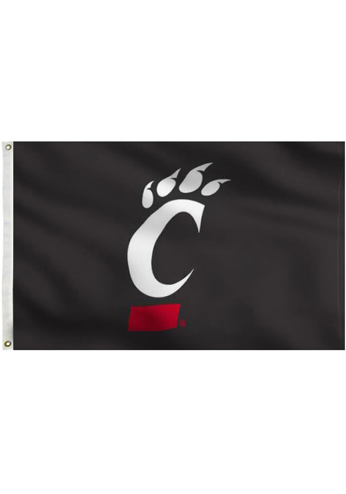 Cincinnati Bearcats BLACK 3x5 Black Grommet Applique Flag - 280019