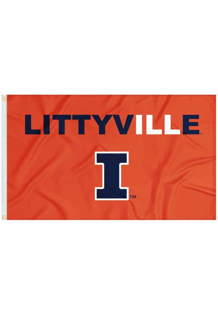 Illinois Fighting Illini 3x5 Littyville ORANGE Silk Screen Grommet Flag ...