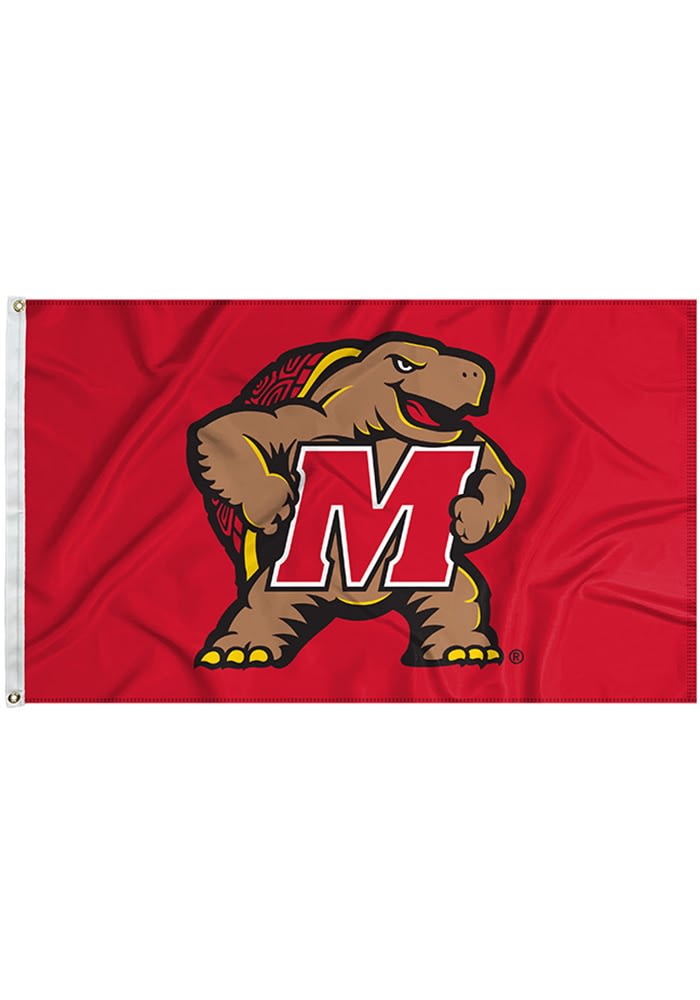 Maryland Terrapins Basic Logo Red Silk Screen Grommet Flag - 2800348