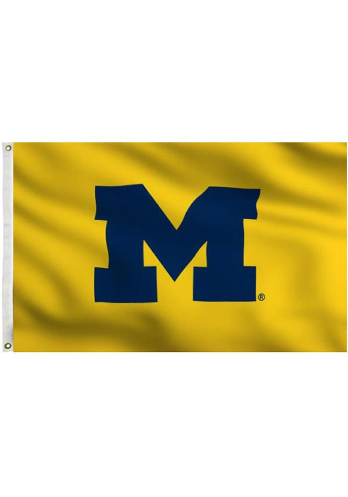 Michigan Wolverines YELLOW 3x5 Gold Grommet Applique Flag - 280099