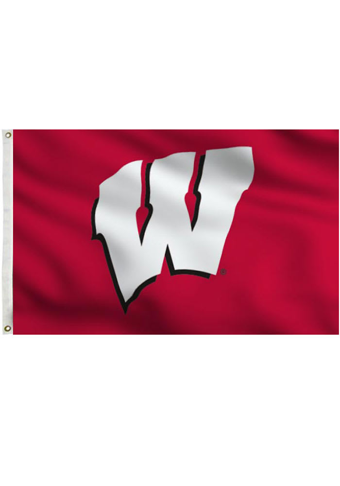 Wisconsin Badgers Red Team Logo Grommet Silk Screen Grommet Flag - 280283
