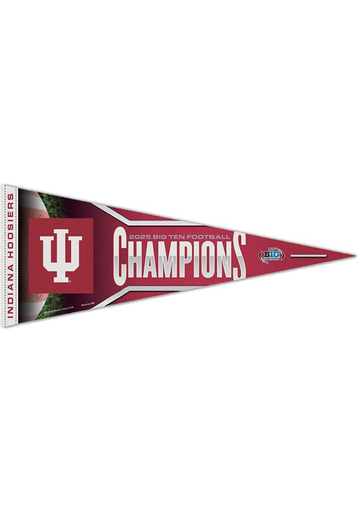 Indiana Hoosiers White 2025 Big 10 Champions Pennant - 28039179