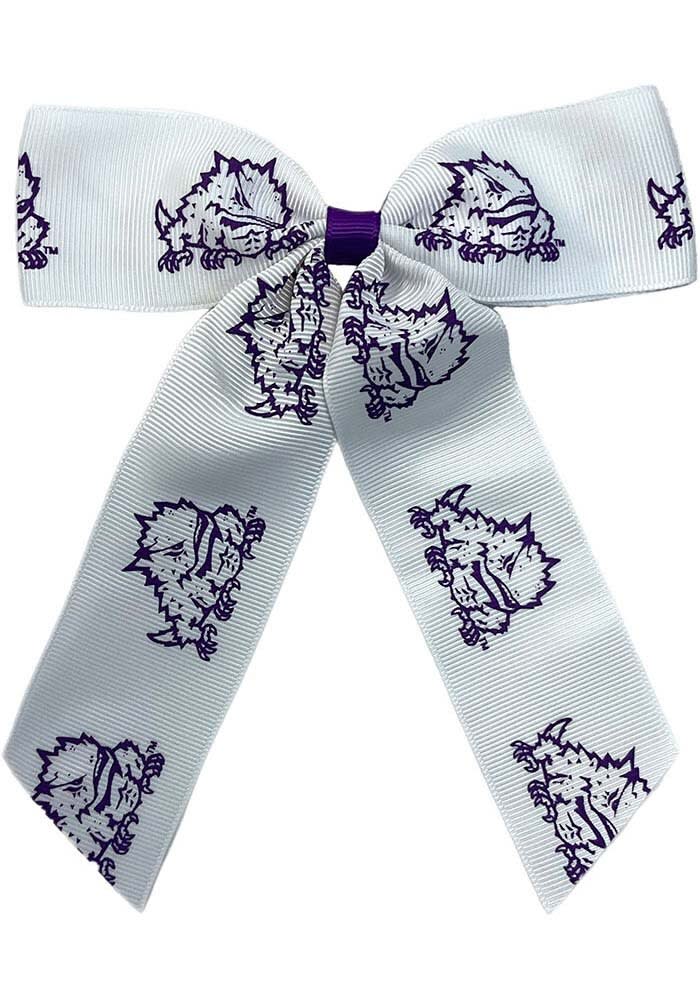TCU Horned Frogs WHITE Mascot Pony Kids Hair Ribbons - 2811459
