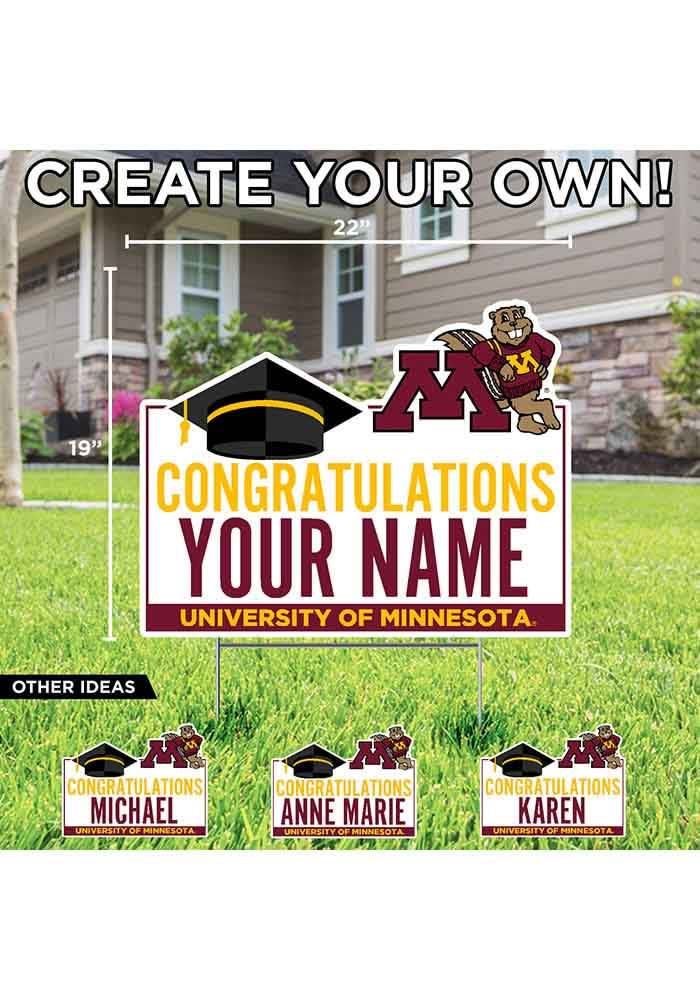 Minnesota Golden Gophers White Personalized Congratulations Grad Yard ...