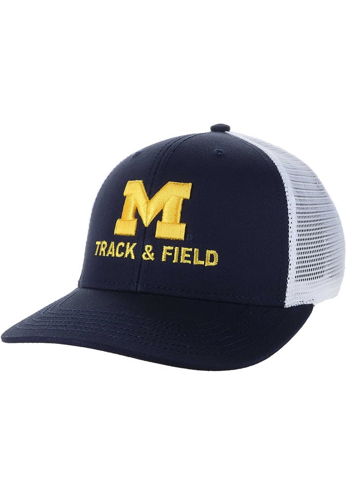 Michigan Wolverines NAVY Track & Field Mid Pro Trucker Adjustable Hat ...