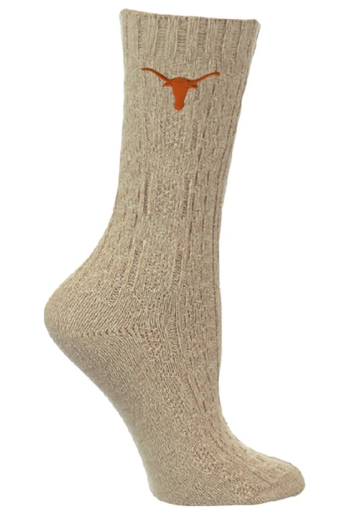 Texas Longhorns BURNTORANGE Cable Knit Mens Crew Socks - 2860187