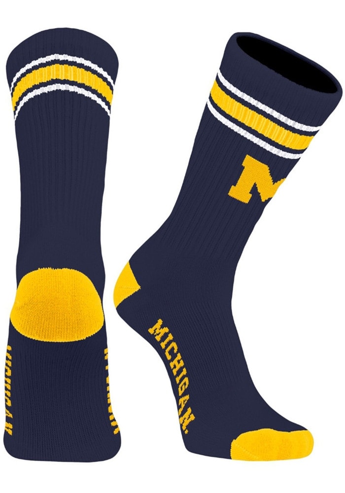 BLUE Throwback Michigan Wolverines Mens Crew Socks - 28610146