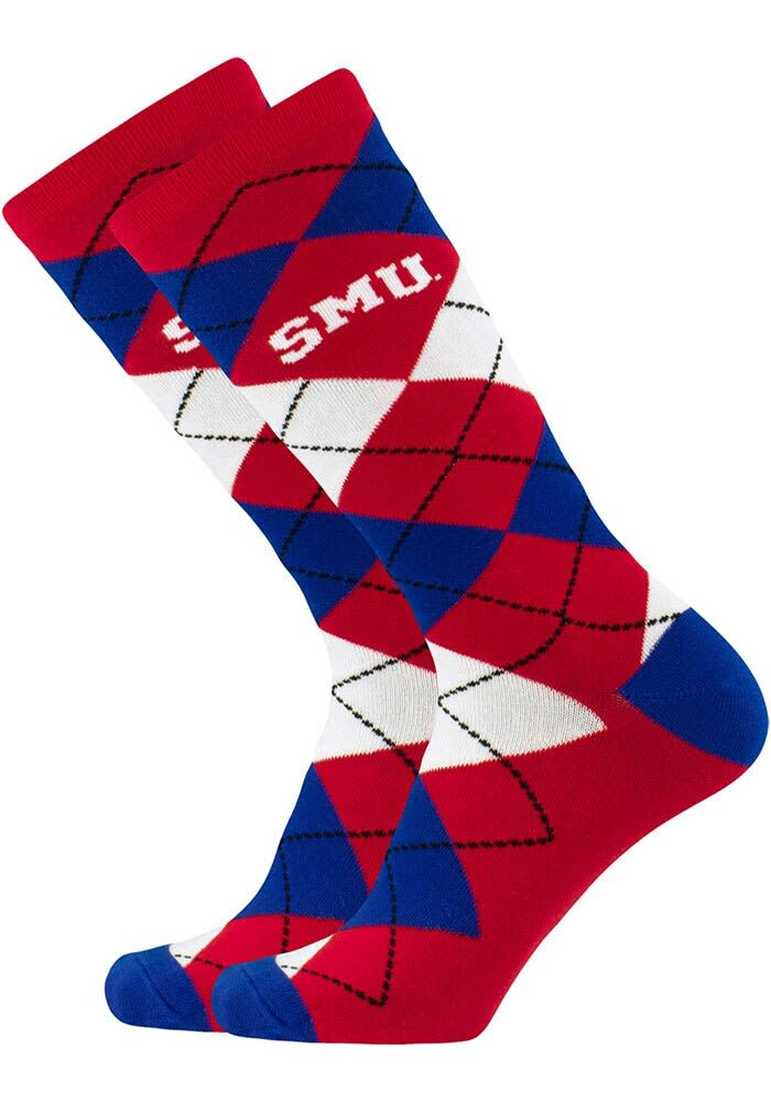 SMU Mustangs Red Argyle Mens Argyle Socks - 28610344