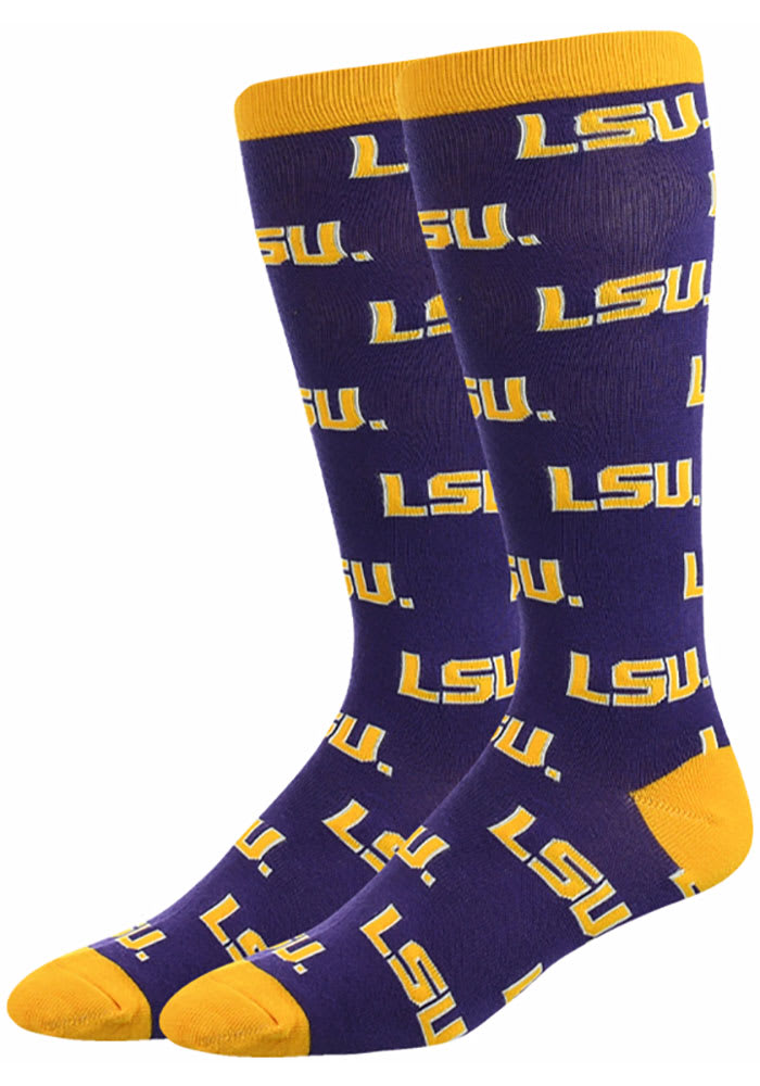 LSU Tigers Allover Mens Dress Socks - PURPLE