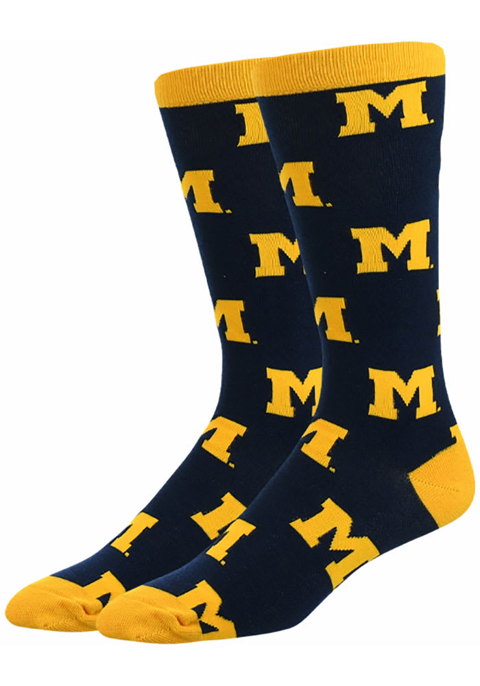 Michigan Wolverines BLUE Allover Classic Mens Dress Socks - 28610385
