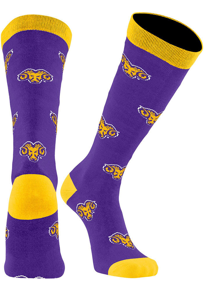West Chester Golden Rams PURPLE Allover Mens Dress Socks - 28610411