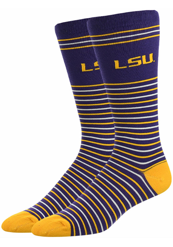 LSU Tigers PURPLE Stripe Mens Dress Socks - 28610443