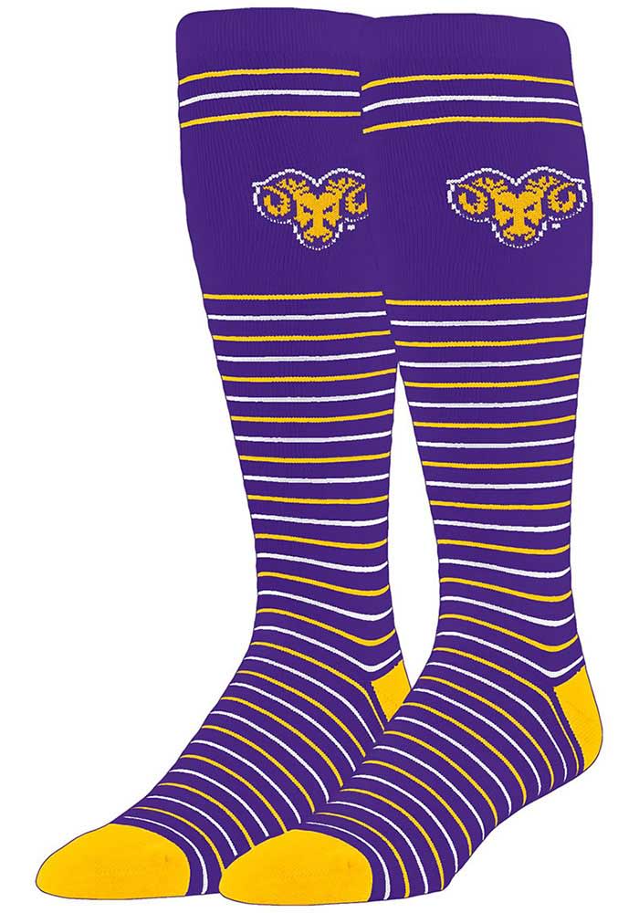 West Chester Golden Rams PURPLE Stripe Mens Dress Socks - 28610471