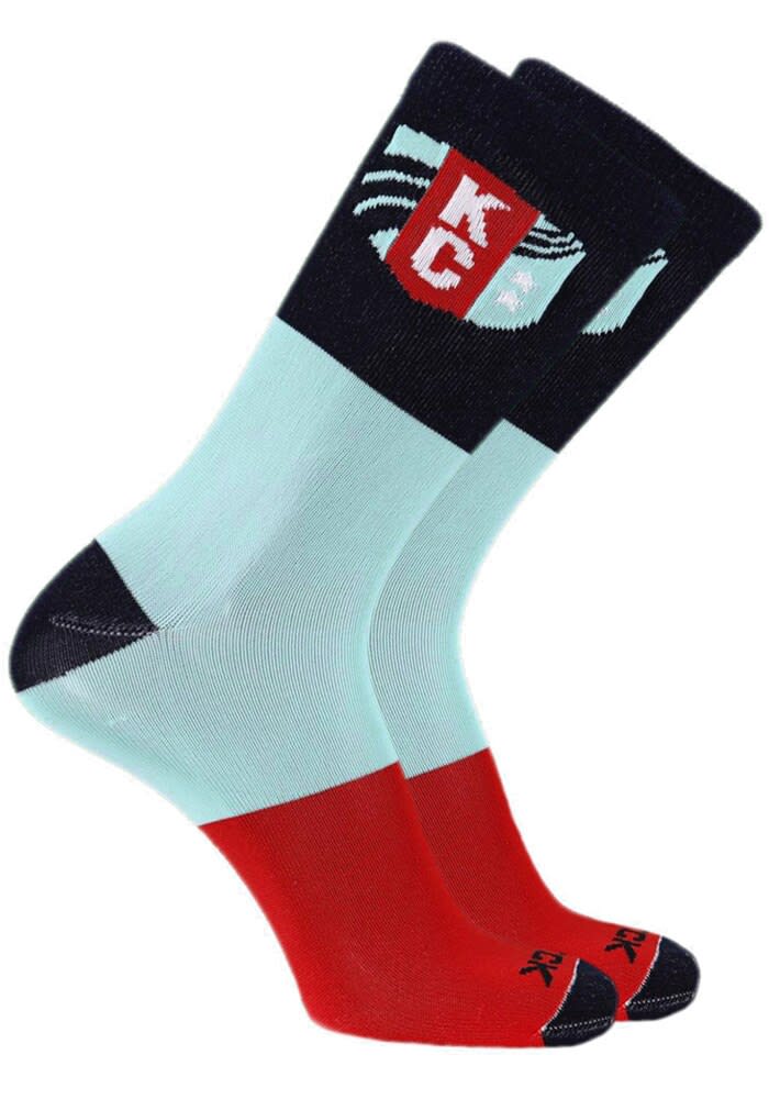KC Current Red Color Block Mens Crew Socks - 28610491