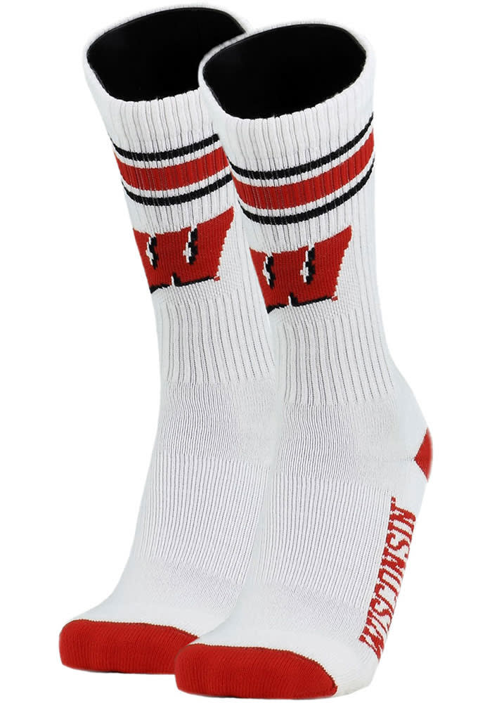 Red Throwback Wisconsin Badgers Mens Crew Socks - 28610607
