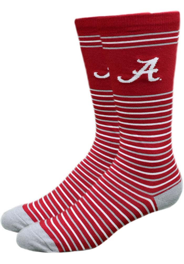 Alabama Crimson Tide Red Stripe Mens Dress Socks - 28610644