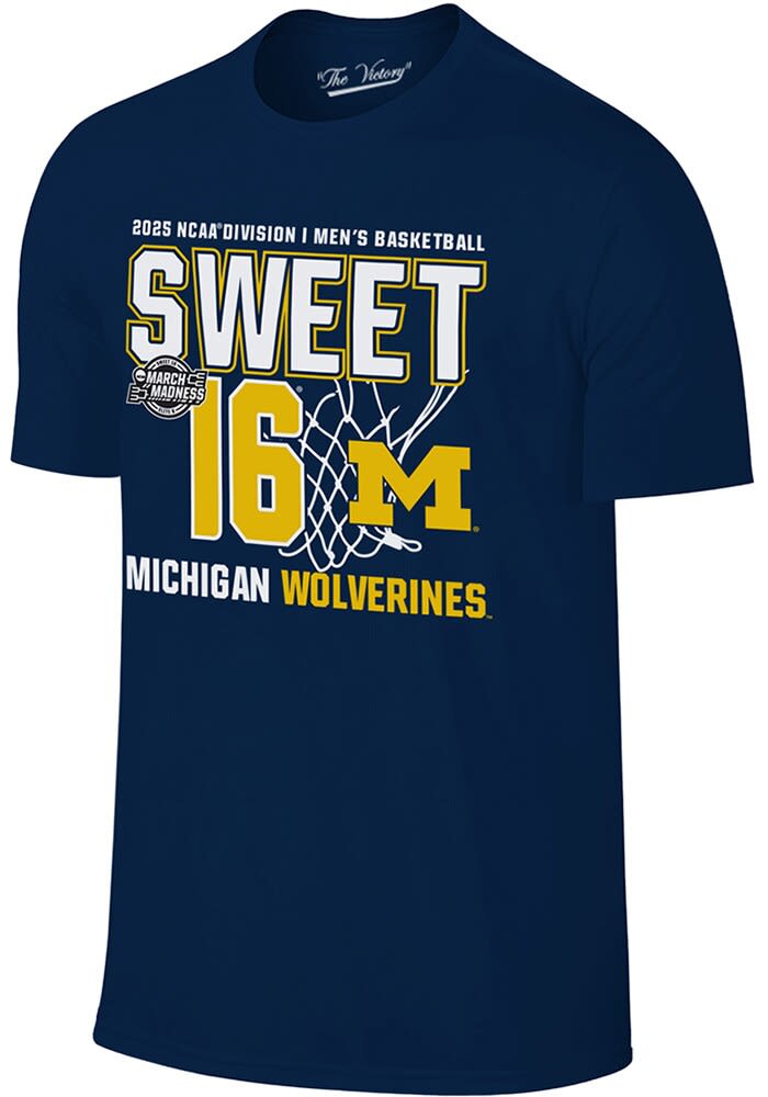 NAVY Michigan Wolverines 2025 MBB Sweet 16 Short Sleeve T Shirt - 28812084