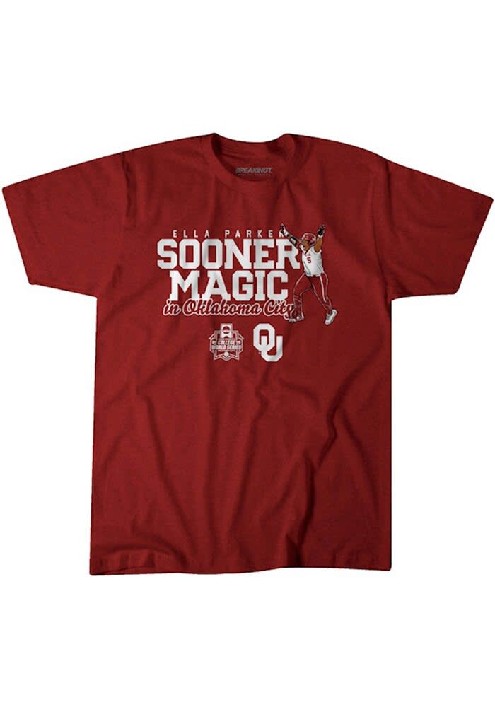 BreakingT Oklahoma Sooners CRIMSON Sooner Magic Short Sleeve Fashion T ...