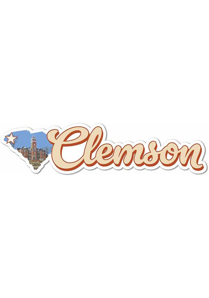 Clemson Souvenir | Clemson Stickers White Script & State Shape - 2920066