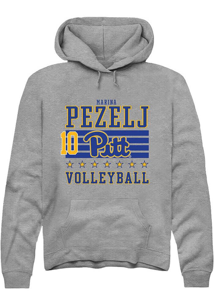 Marina Pezelj Mens GREY HEATHER Pitt Panthers NIL Striped Player Hood ...