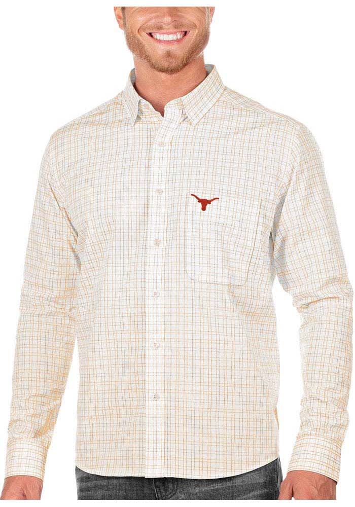 Texas Longhorns Mens Antigua WHITE Logo Origin Long Sleeve Dress Shirt ...