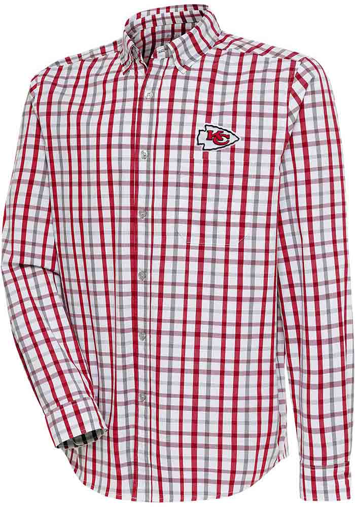 Kansas City Chiefs Mens Antigua RED TENDING Long Sleeve Dress Shirt