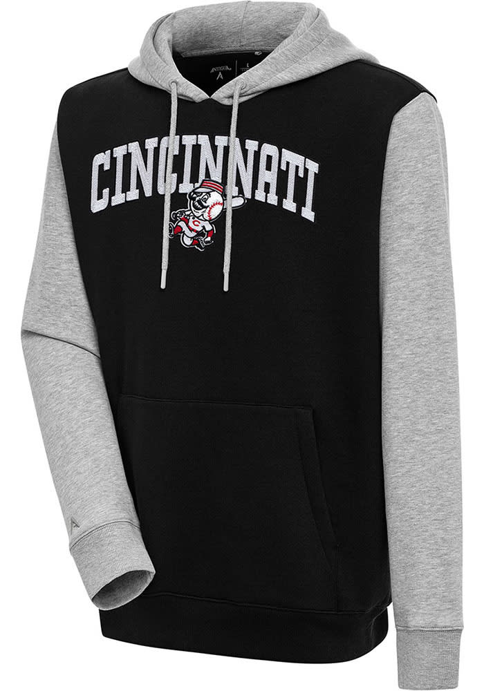 Antigua Cincinnati Reds Mens BLACK Victory Wordmark Hoodie - 32314292