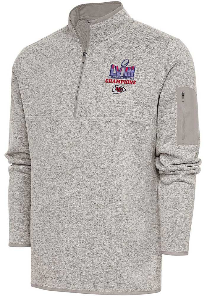 Antigua Kansas City Chiefs Mens Super Bowl LVIII Fortune Pullover - OATMEAL